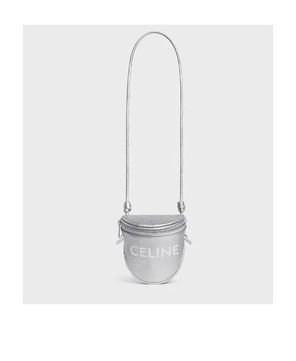 Celine Small Zipped Purse In Laminated Calfskin With Print
