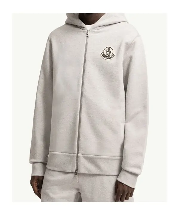 Moncler Sketched Logo Zip-up Cotton Hoodie