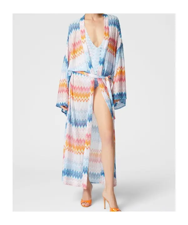 Missoni Zig-zag Pattern Long Sleeve Belted Dress