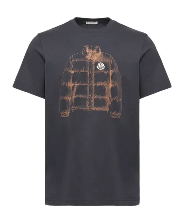 Moncler Down Jacket Print Cotton T-shirt - Midnight Blue