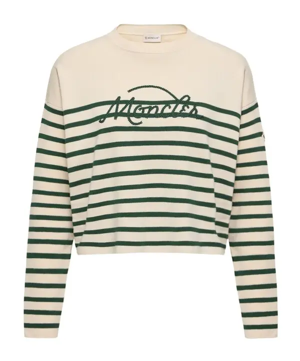 Moncler Striped Crewneck Jumper With Logo Detail - No