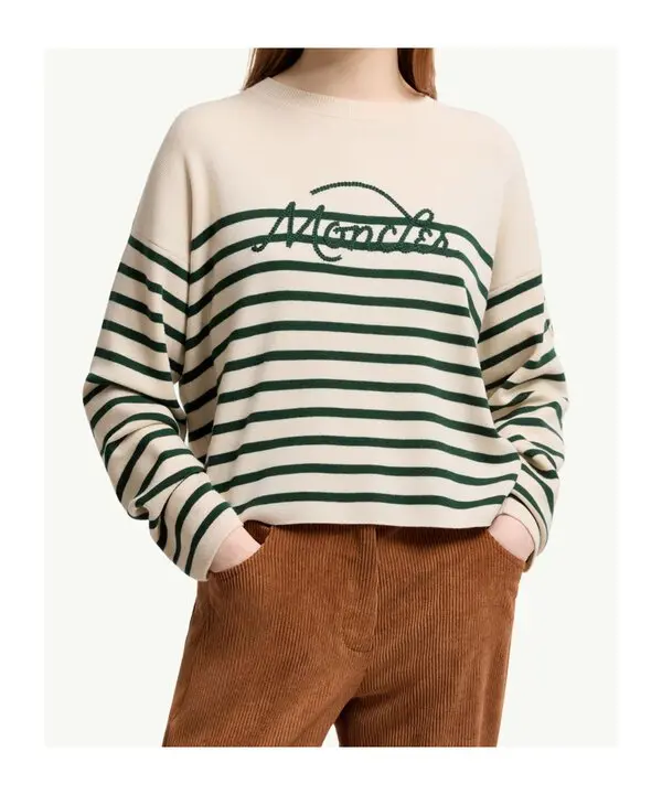 Moncler Striped Crewneck Jumper With Logo Detail
