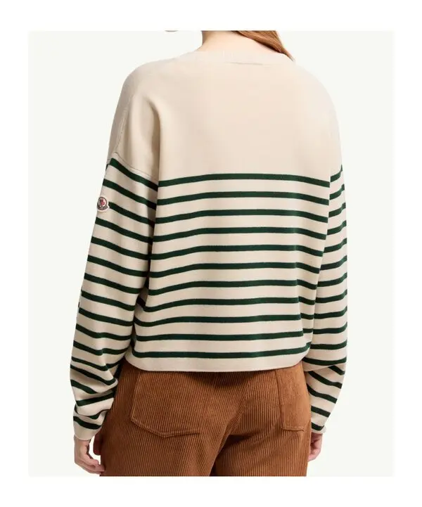Moncler Striped Crewneck Jumper With Logo Detail
