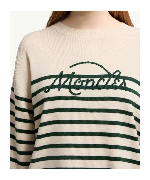 Moncler Striped Crewneck Jumper With Logo Detail