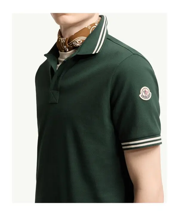 Moncler Logo Embroidered Short-sleeve Polo Shirt - Green