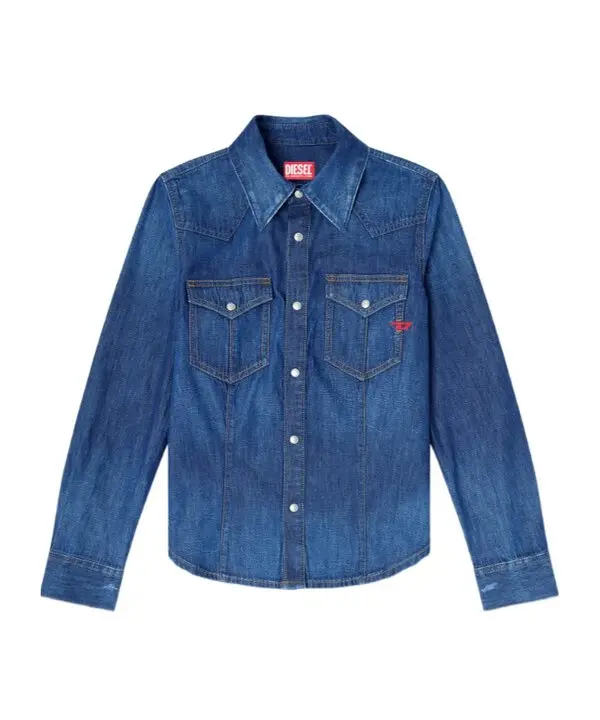 DIESEL® Western Shirt In Clean-wash Denim - Medium Blue