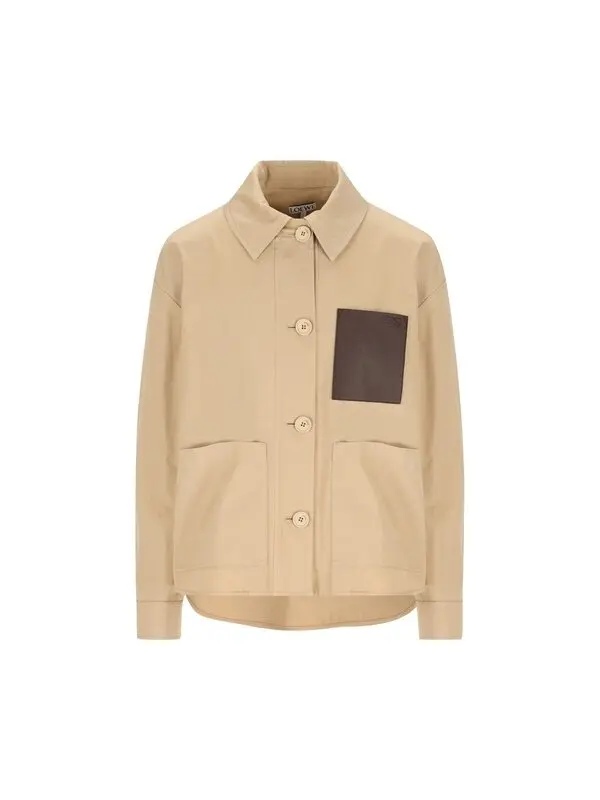 Loewe Workwear Jacket With Leather Pocket Detail - Light Brown