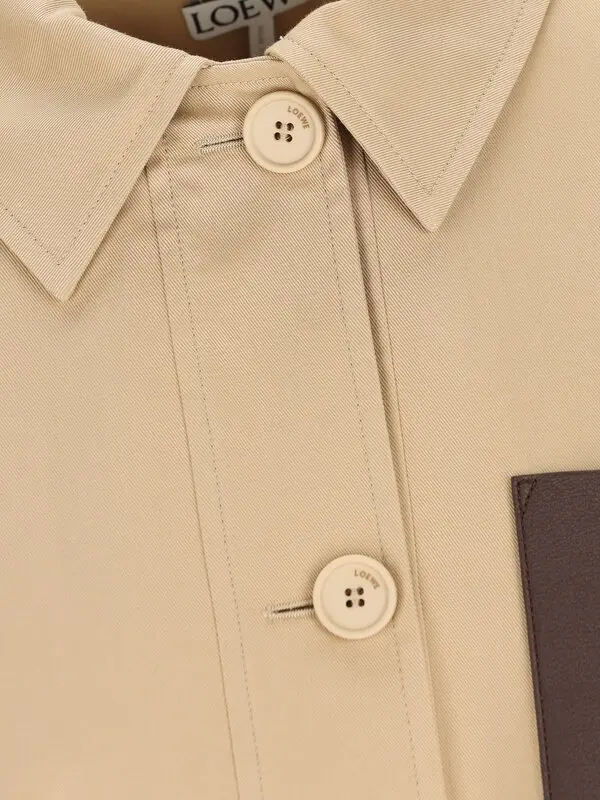 Loewe Workwear Jacket With Leather Pocket Detail - Light Brown