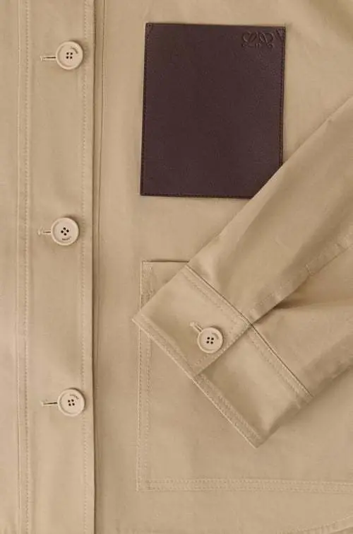 Loewe Workwear Jacket With Leather Pocket Detail - Light Brown