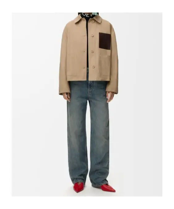 Loewe Workwear Jacket With Leather Pocket Detail - Light Brown
