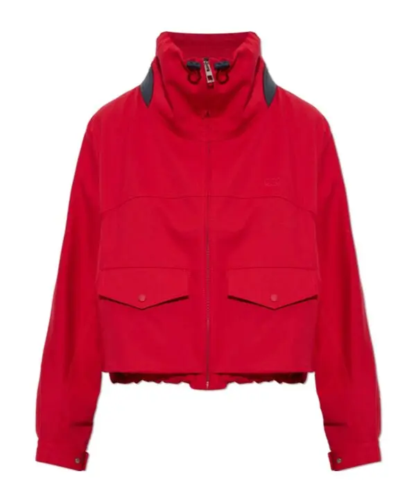 Loewe Zip Up Jacket With Leather Trim - Red