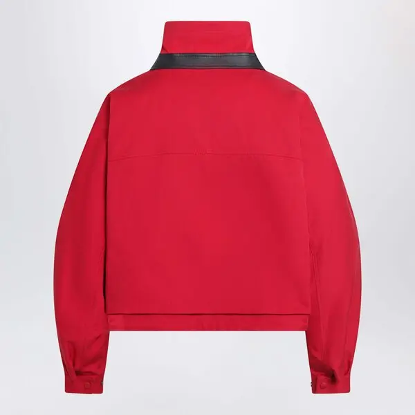 Loewe Zip Up Jacket With Leather Trim - Red