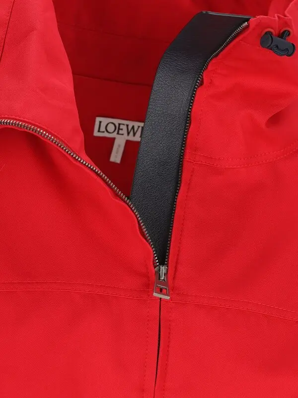Loewe Zip Up Jacket With Leather Trim - Red