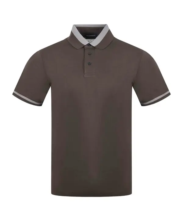 Emporio Armani Contrast Trim Polo Shirt - Brown