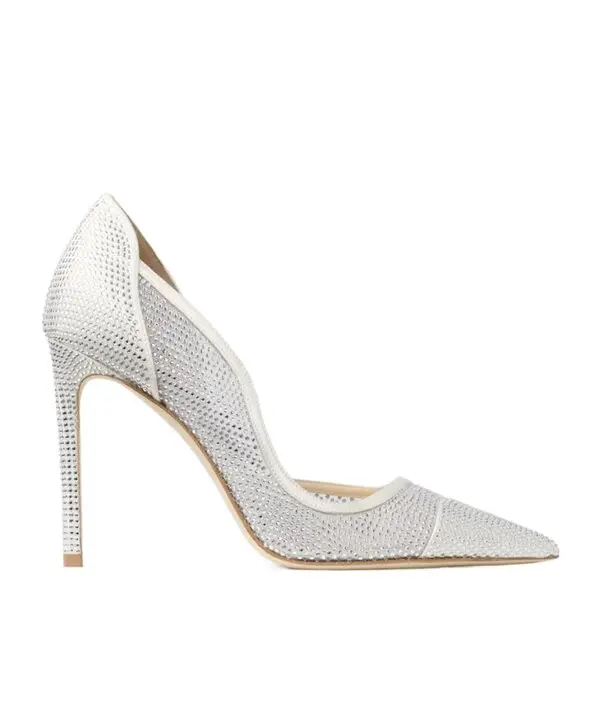 JIMMY CHOO Mesh Pumps With Crystal Embellishment