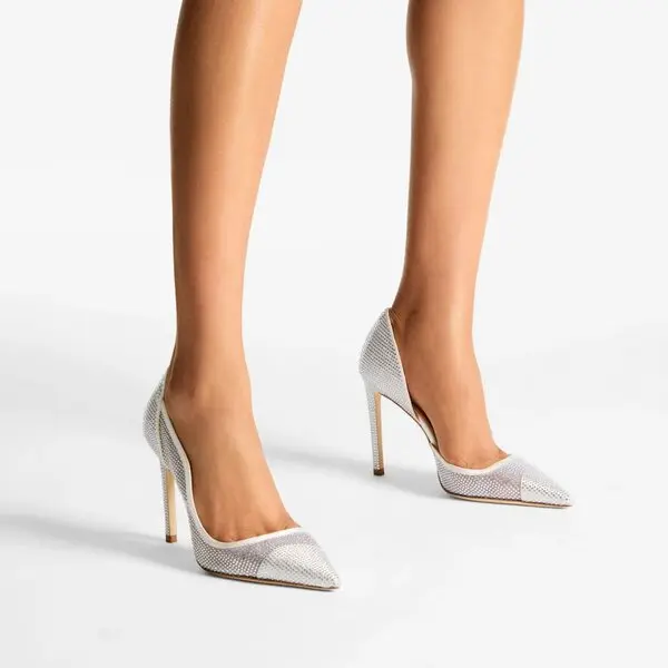 JIMMY CHOO Mesh Pumps With Crystal Embellishment