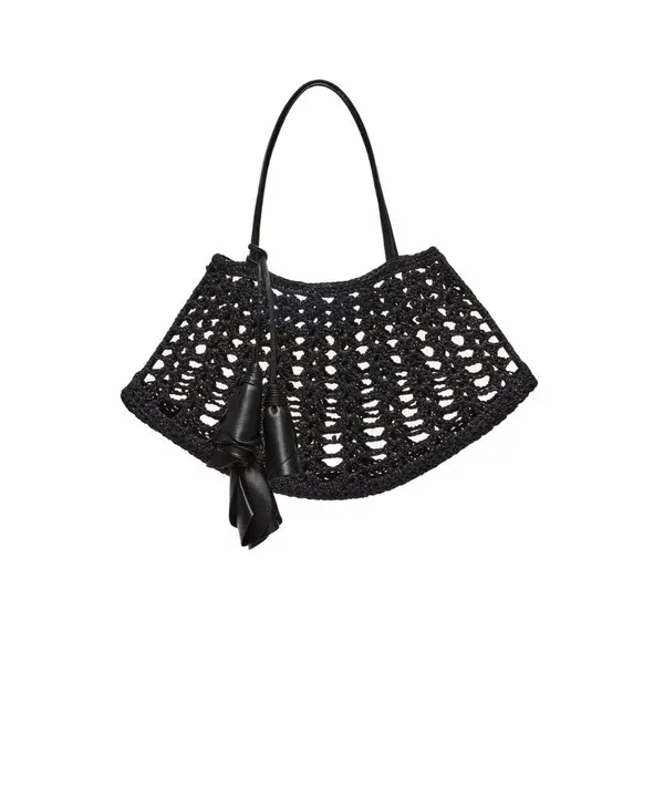 Magda Butrym Crochet-knit Flower-pendant Tote Bag - Black