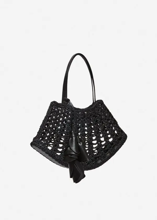 Magda Butrym Crochet Flower Pendant Tote Bag - Black