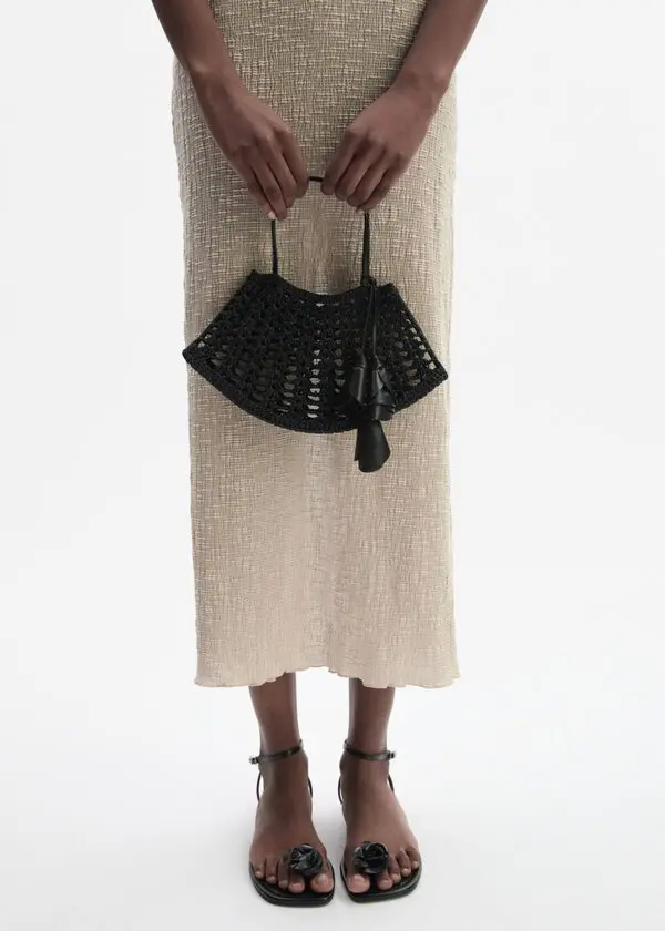 Magda Butrym Crochet Flower Pendant Tote Bag - Black