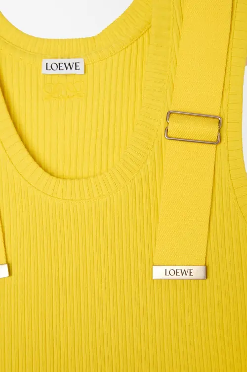 Loewe Stretch Cotton Tank Top With Engraved Metal Buckle - Yellow