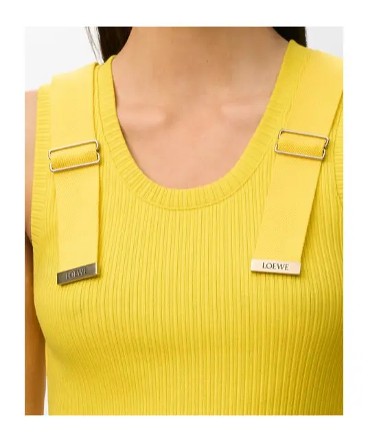 Loewe Stretch Cotton Tank Top With Engraved Metal Buckle - Yellow