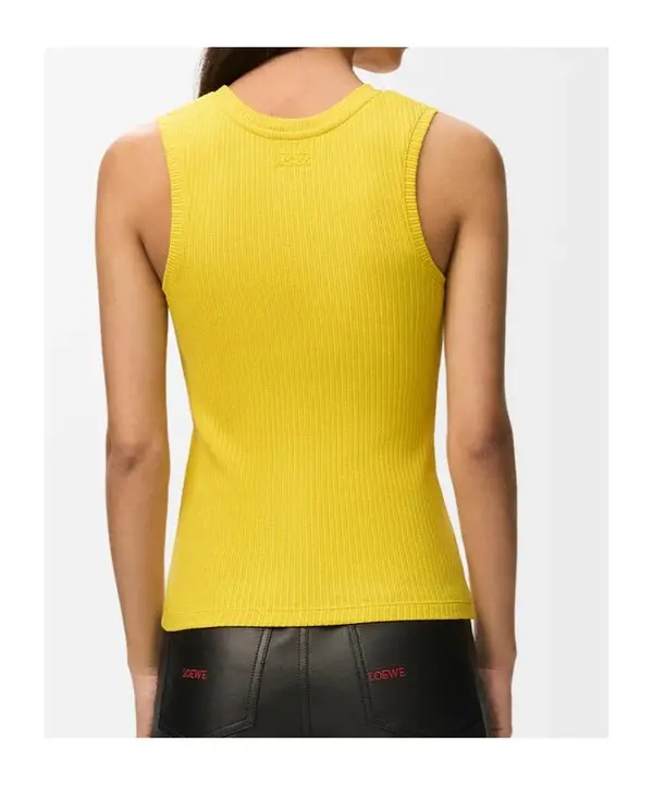 Loewe Stretch Cotton Tank Top With Engraved Metal Buckle - Yellow