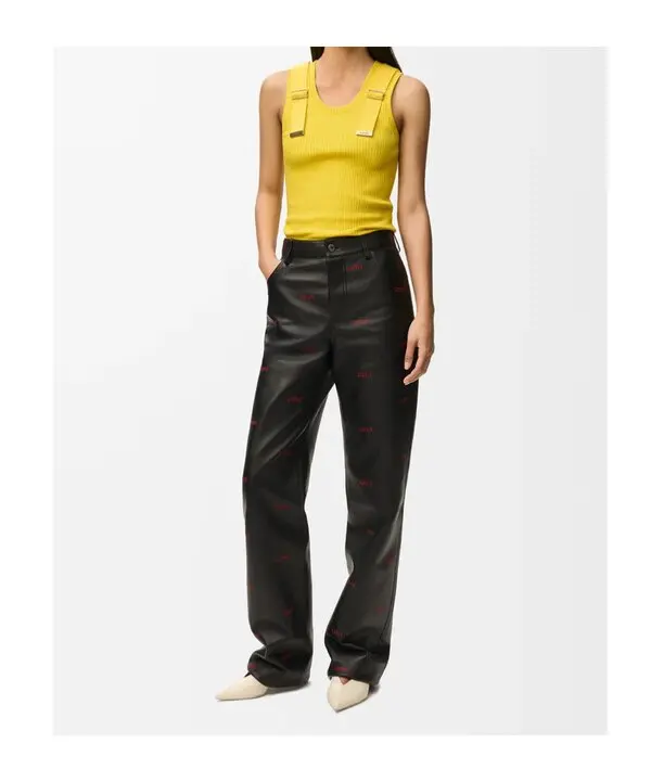 Loewe Stretch Cotton Tank Top With Engraved Metal Buckle - Yellow