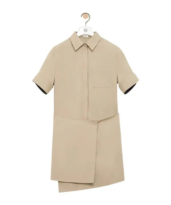 Loewe Dress In Cotton And Silk - Light Brown