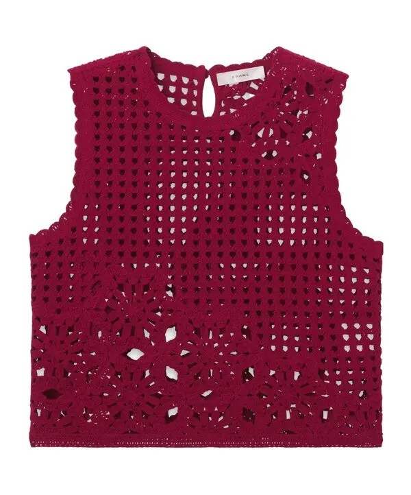 FRAME Postcard Crochet Knitted Top - Garnet