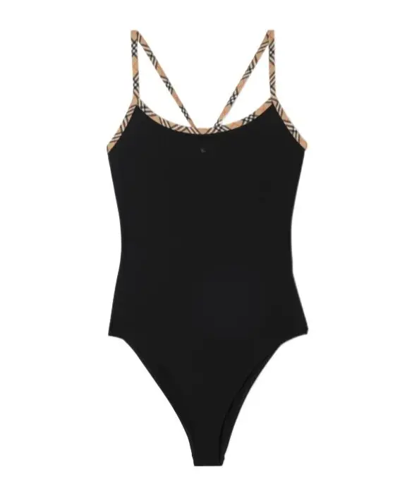 Burberry Check Trim One-piece Swimsuit - Black