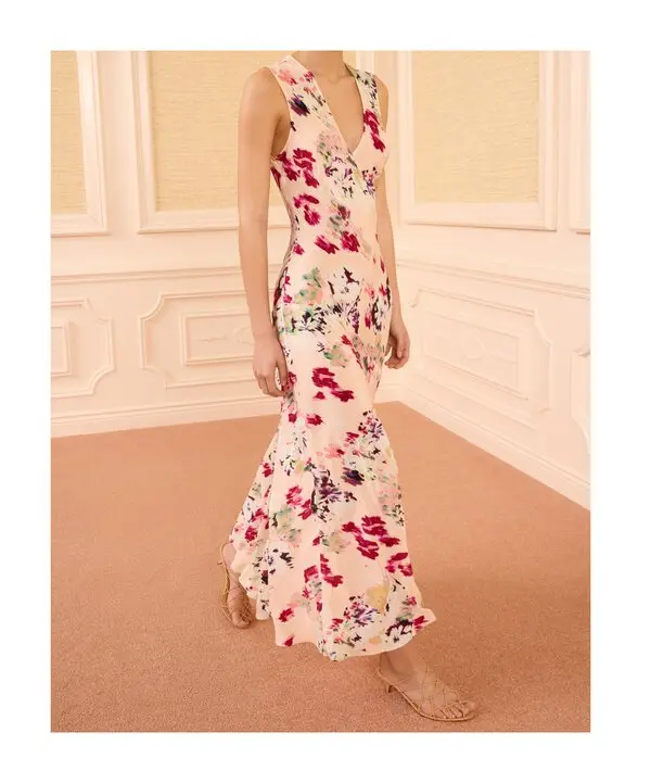 Ulla Johnson Floral Print Bias Cut Maxi Dress