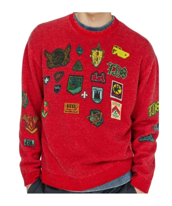 DIESEL® Wool Jumper With Printed Patches