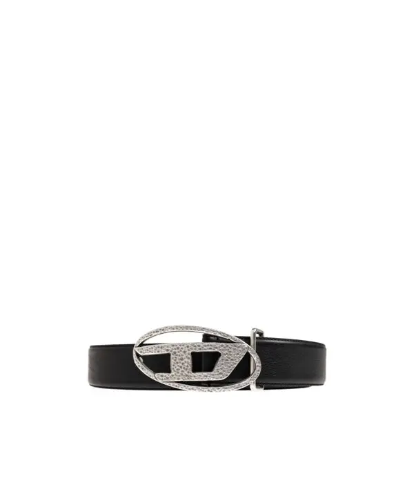 DIESEL® Oval D Logo Leather Belt - Black