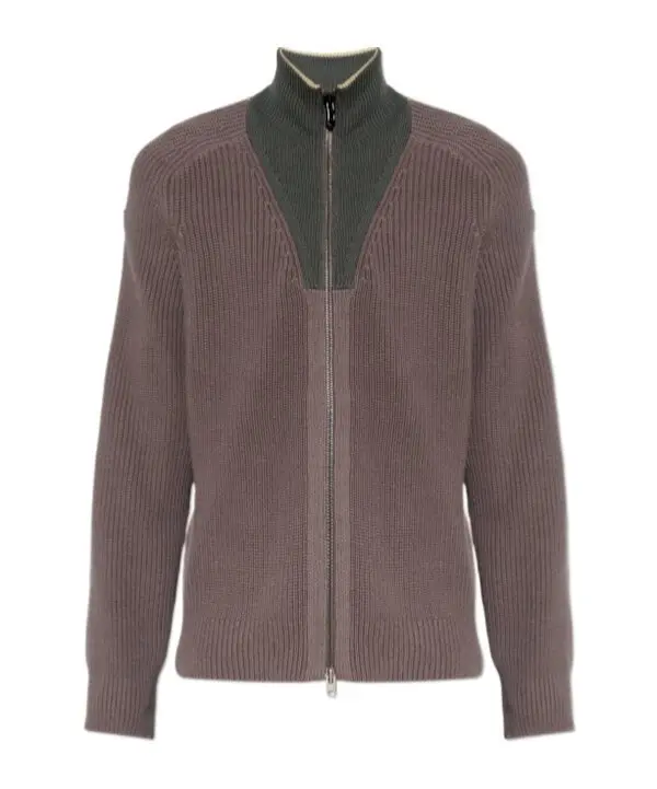 DIESEL® Long-sleeved Zip-up Cardigan - Brown