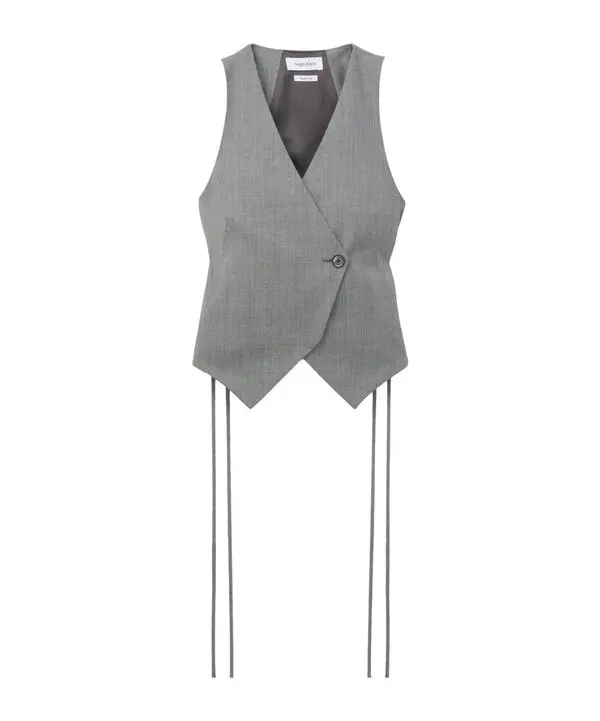 Alexander McQueen Waist-cinching Belted Vest - Black/ivory