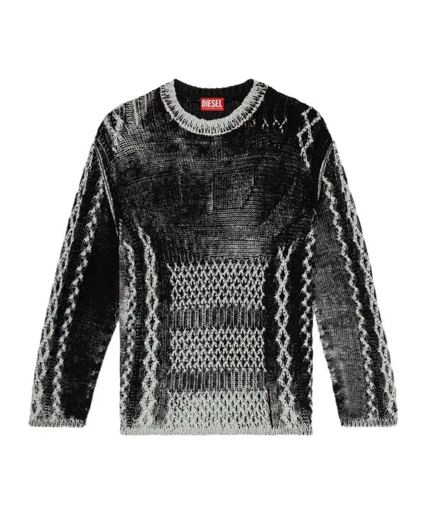 DIESEL® Oval D Cable-knit Sweater - Gray/black