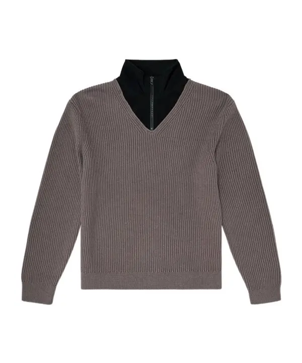 DIESEL® Half-zip Sweater With Layered Neckline - Black