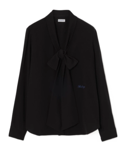 Burberry Long Sleeve Scarf Detail Blouse - Black