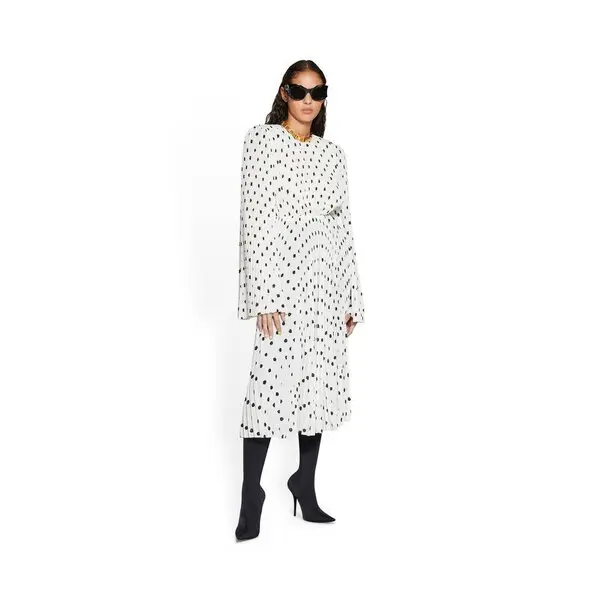 Balenciaga Hand Drawn Polka Dot Pleated Dress