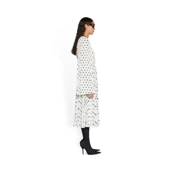 Balenciaga Hand Drawn Polka Dot Pleated Dress