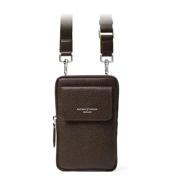 ASPINAL OF LONDON Leather Reporter Cross-body Phone Pouch - Brown