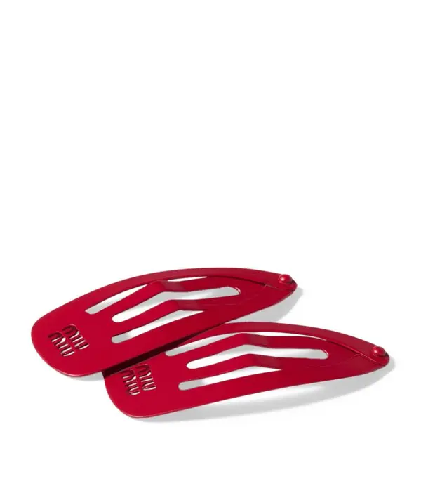 Miu Miu Metal Logo Hair Clips - Red