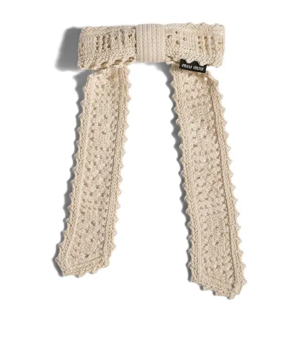 Miu Miu Crochet Bow Hair Clip - Neutral