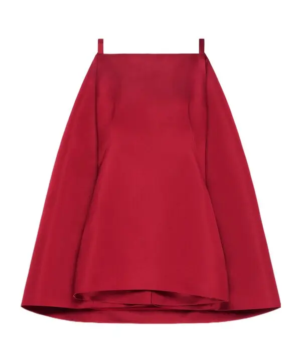 Givenchy Sliced Mini Dress In Satin With Cape - Deep Red