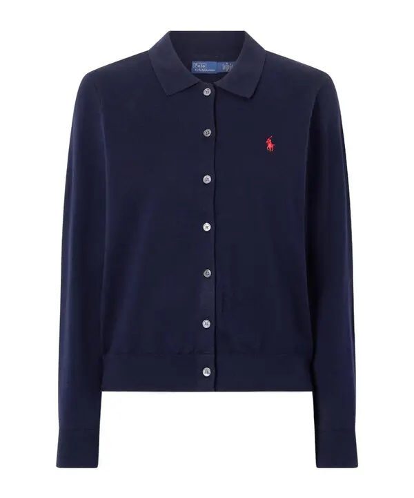 Polo Ralph Lauren Button-up Collar Cardigan - Navy Blue