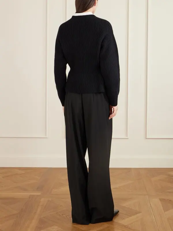 LISA YANG Mirella Ribbed Cashmere Peplum Sweater