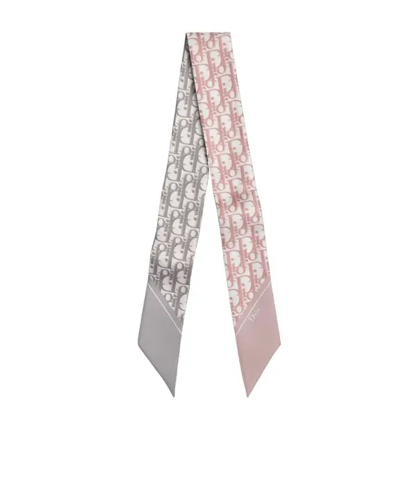 Dior Oblique Print Skinny Scarf - Gray