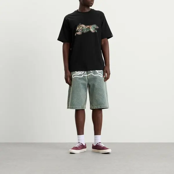 ICECREAM Camo Running Dog Woodland T-shirt - Black