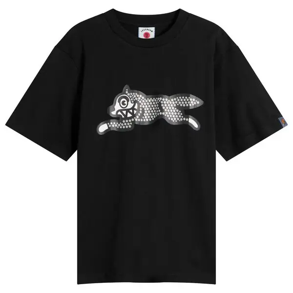 ICECREAM Glitter Running Dog T-shirt - Black