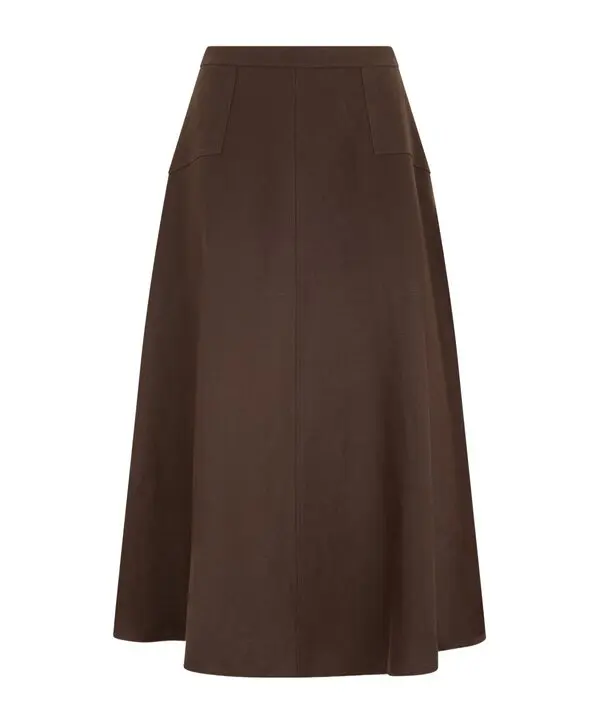 Polo Ralph Lauren Flared Hemp Midi Skirt - Brown